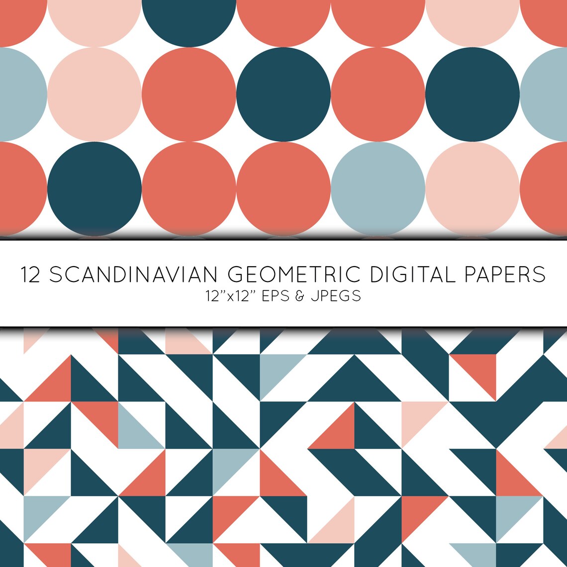 Scandinavian Digital Paper, Geometric Scrapbook Paper, Digital Paper ...
