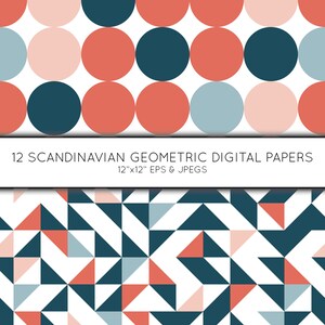 Scandinavian Digital Paper, Geometric Scrapbook Paper, Digital Paper ...