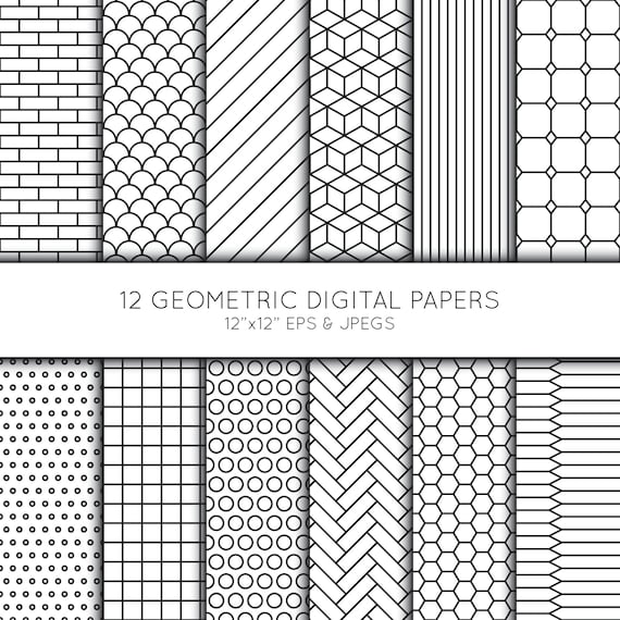 Geometric Digital Paper Geometric Scrapbook Paper Digital - Etsy