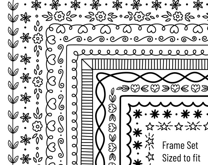 Hand Drawn Border Clipart, Doodle Frames, Planner, Letter Frame, Cute ...