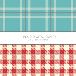 Plaid Digital Paper, Buffalo Plaid Scrapbook Paper, Check Digital Paper ...