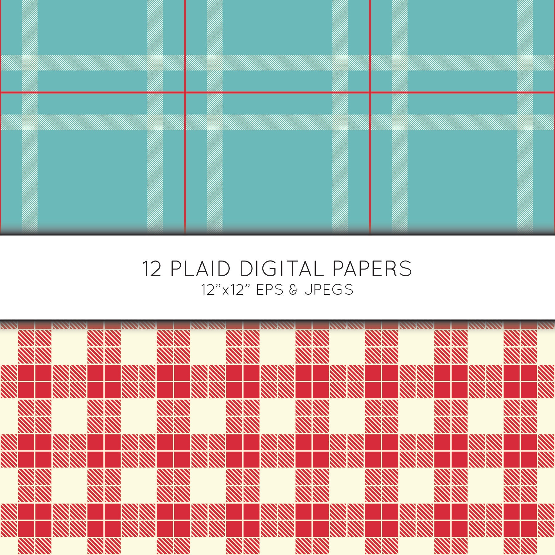 Plaid Digital Paper Buffalo Plaid Scrapbook paper check | Etsy