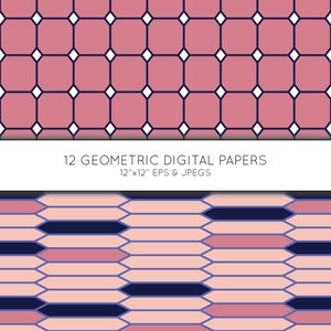 Geometric Digital Paper, Geometric Scrapbook Paper, Digital Paper Pack ...