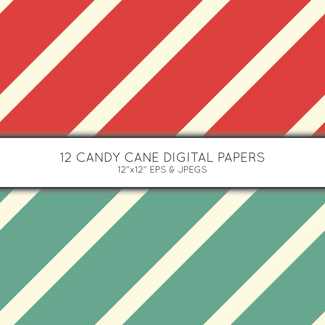 Christmas Digital Paper, Holiday Striped Scrapbook Paper, Digital Paper ...