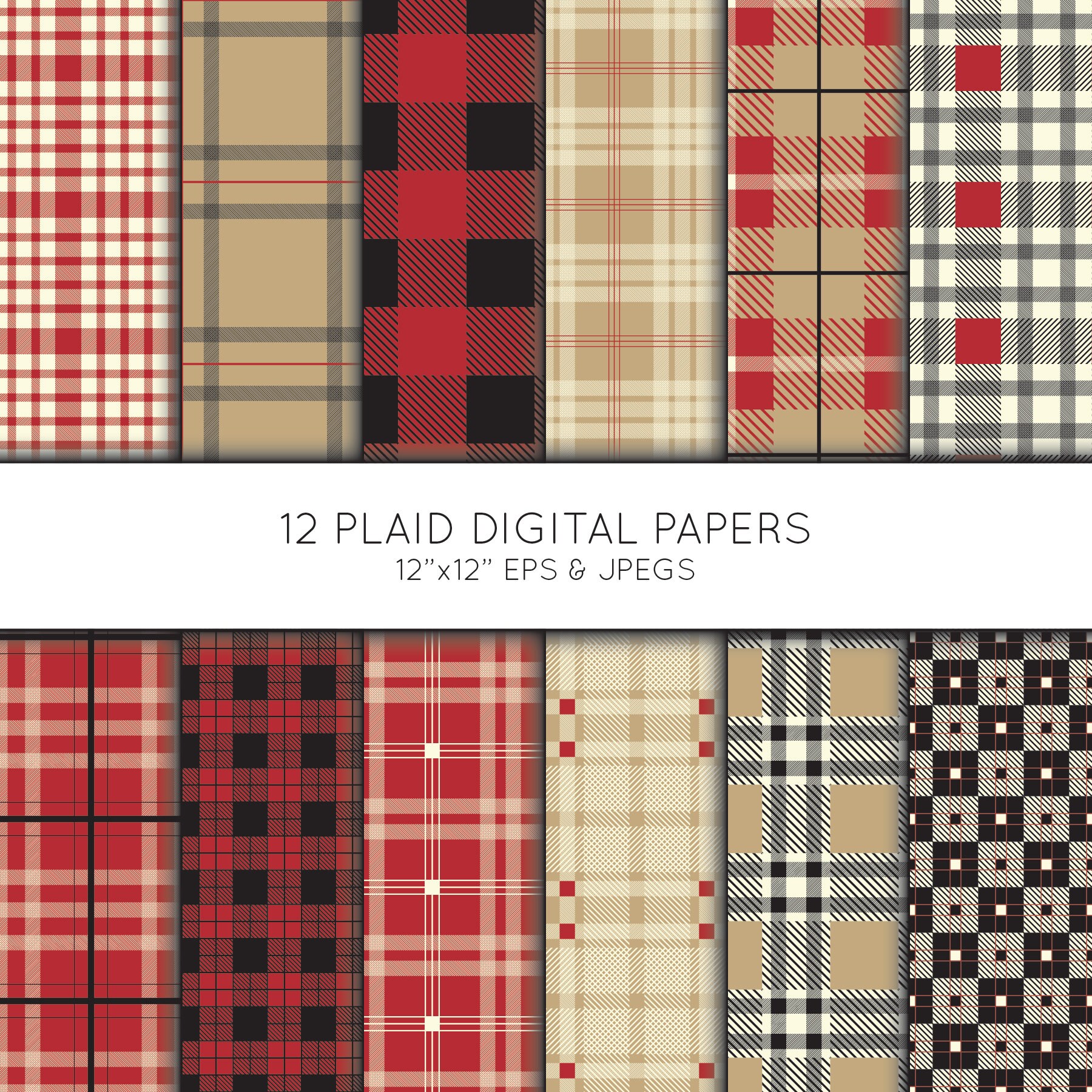 Plaid Digital Paper Buffalo Plaid Scrapbook Paper Check - Etsy