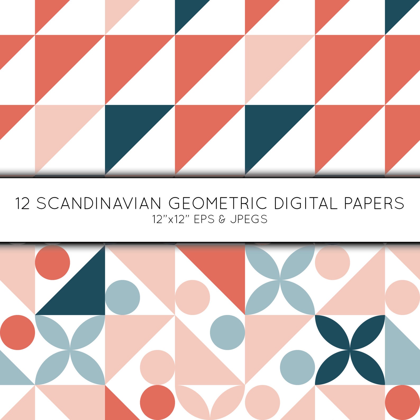 Scandinavian Digital Paper Geometric Scrapbook Paper Digital | Etsy