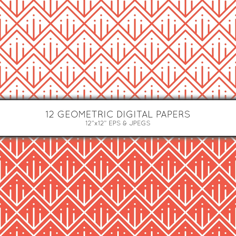 Geometric Digital Paper, Geometric Scrapbook Paper, Digital Paper Pack ...