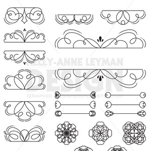 Swirl Digital Frames Clipart, Digital Labels Clip Art Set, Flourish ...