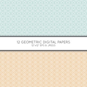 Geometric Digital Paper, Geometric Scrapbook Paper, Digital Paper Pack ...