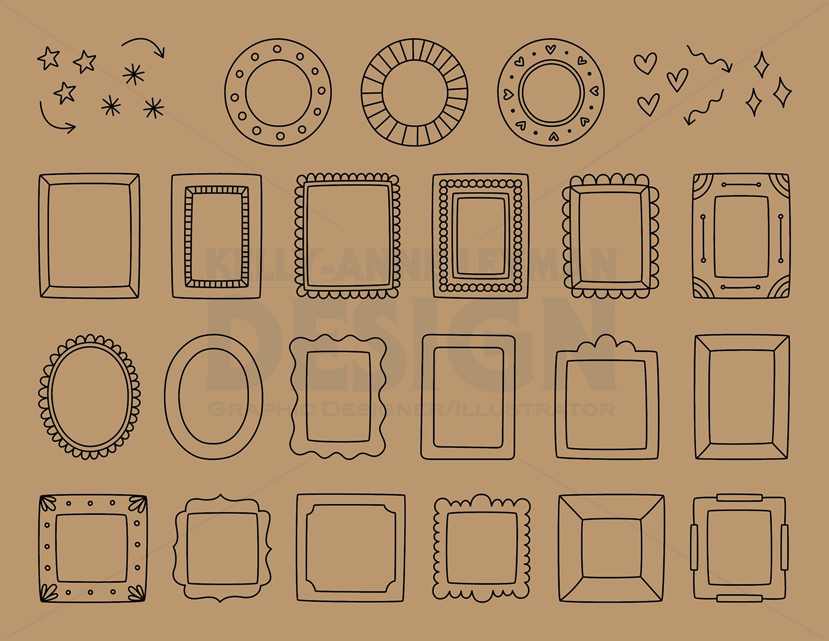 Digital Frames Clipart, Doodle Frames Clipart, Hand Drawn Frames ...