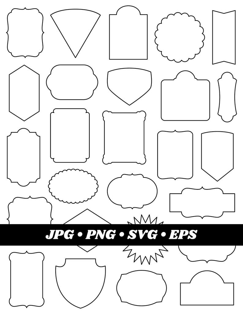 Digital Frames Clipart, Digital Labels Clip Art Set, Digital Clip Art ...