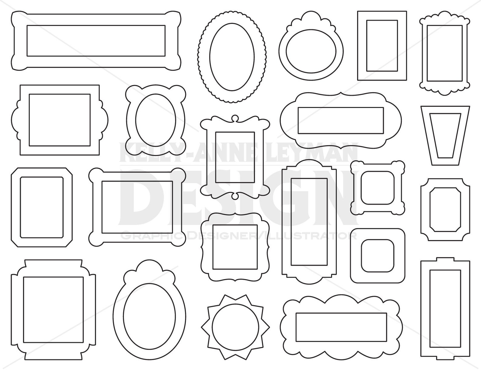 Digital Frames Clipart, Digital Labels Clip Art Set, Digital Clip Art ...