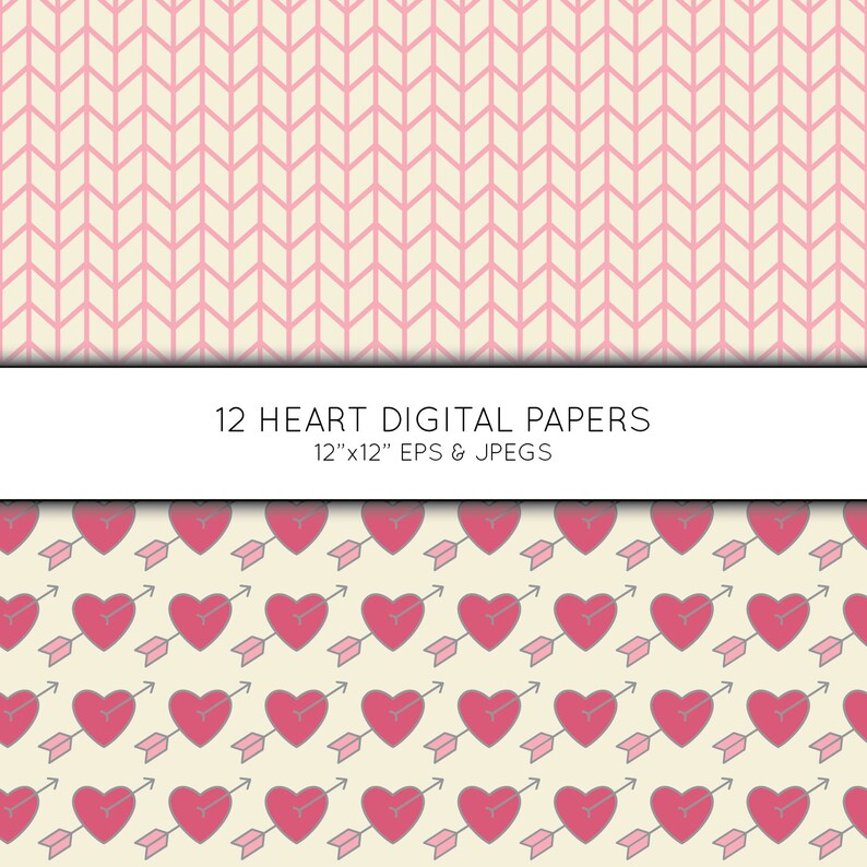 Valentine Digital Paper Heart Scrapbook paper Heart digital | Etsy