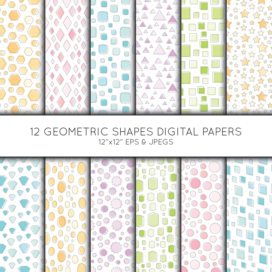 Geometric Digital Paper, Geometric Scrapbook Paper, Digital Paper Pack ...