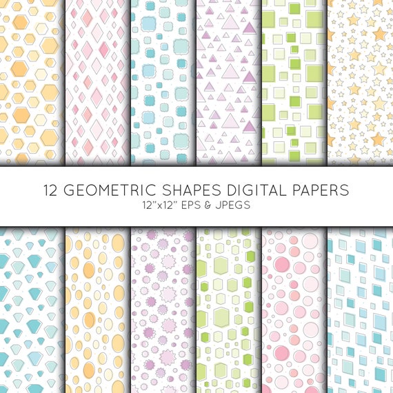 Geometric Digital Paper Geometric Scrapbook Paper Digital | Etsy