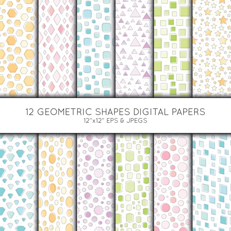 Geometric Digital Paper Geometric Scrapbook Paper Digital - Etsy