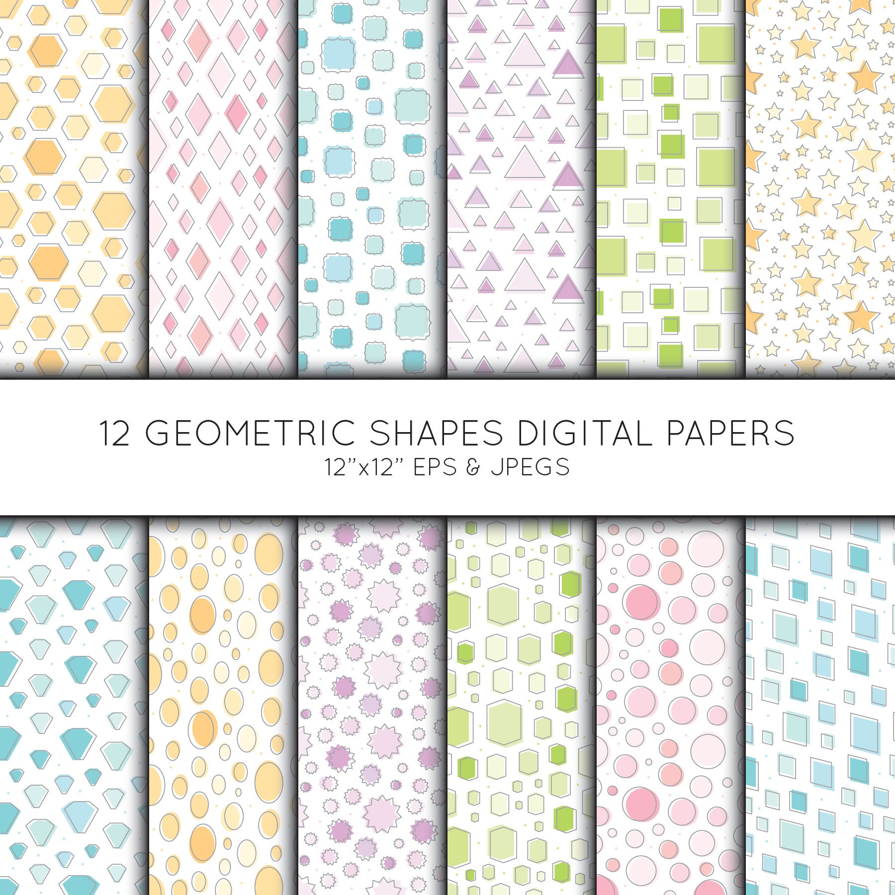 Geometric Digital Paper Geometric Scrapbook Paper Digital - Etsy