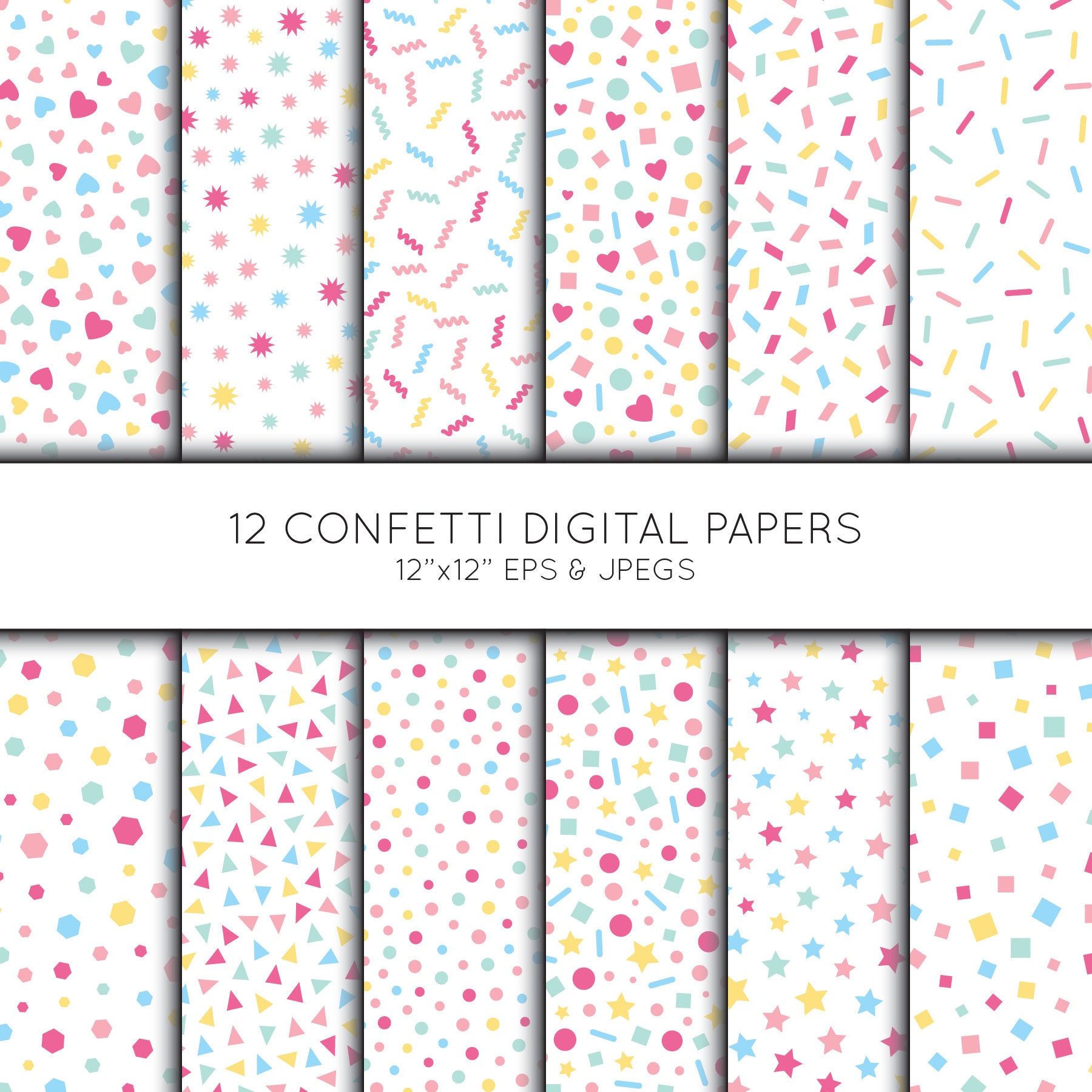 Party Digital Paper, Confetti Scrapbook Paper, Sprinkles, Digital Paper ...