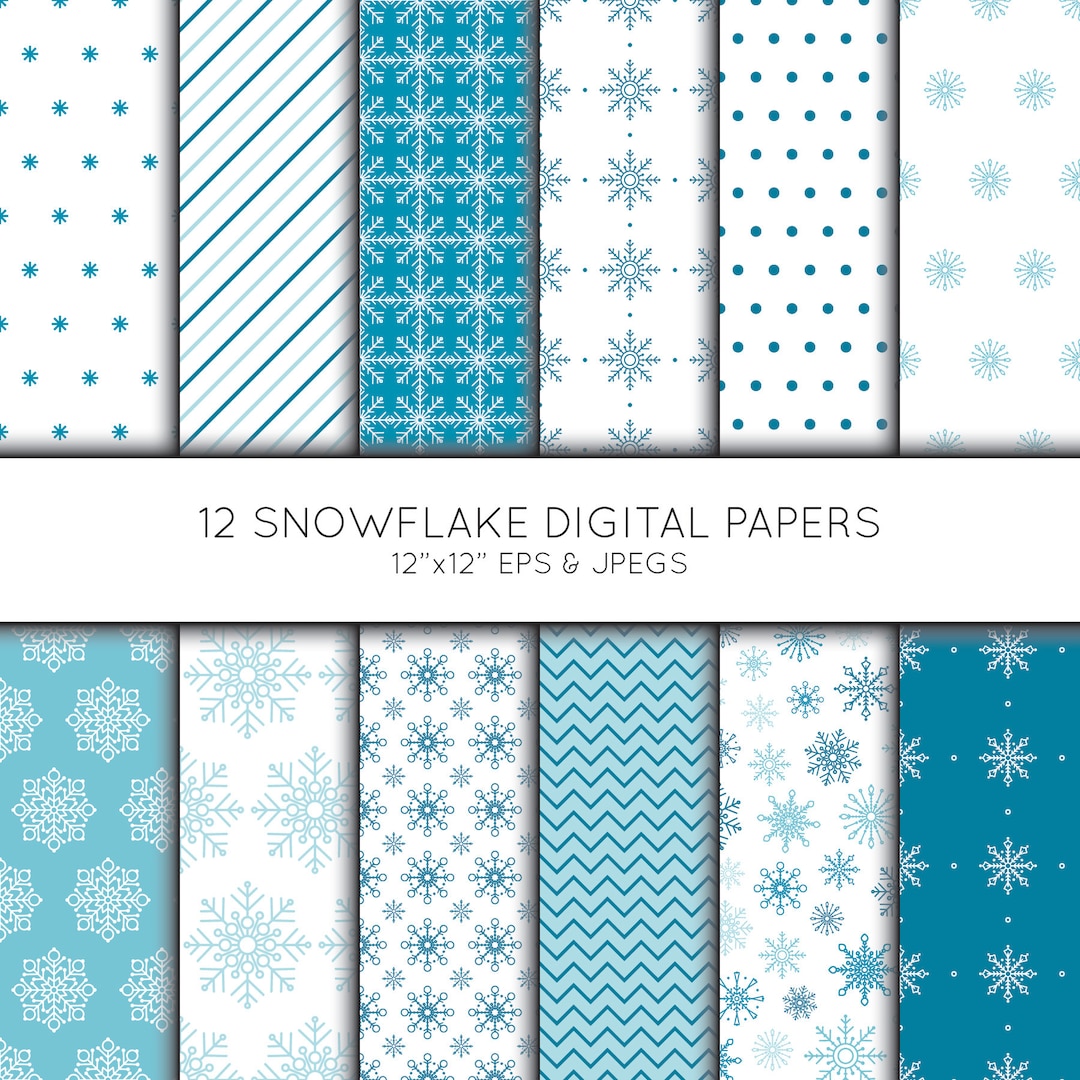 Snowflake Digital Paper, Snowflake Scrapbook Paper, Digital Paper Pack ...