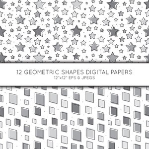 Geometric Digital Paper, Geometric Scrapbook Paper, Digital Paper Pack ...
