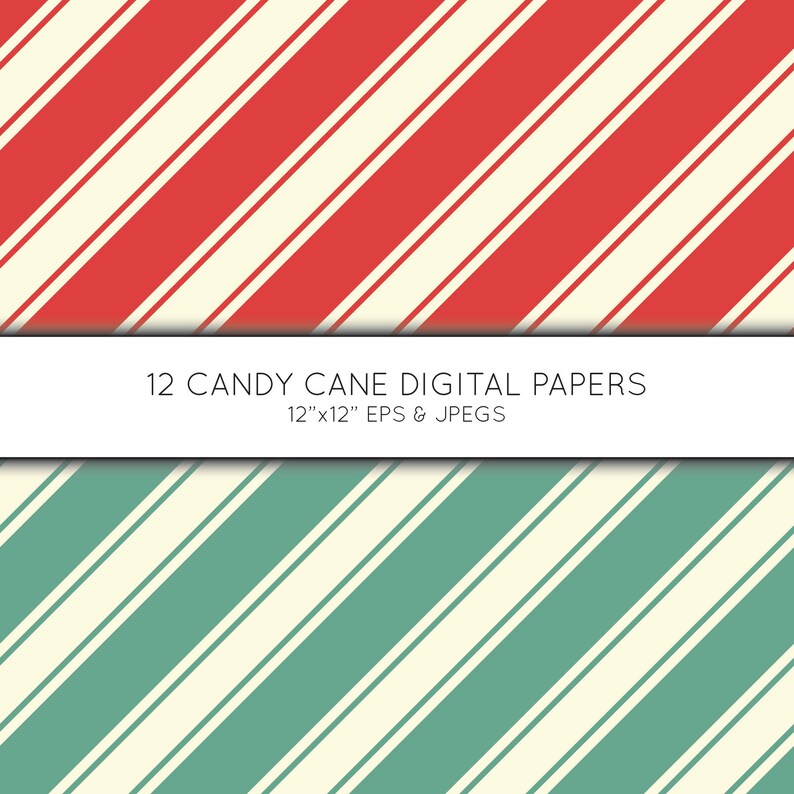 Christmas Digital Paper, Holiday Striped Scrapbook Paper, Digital Paper ...