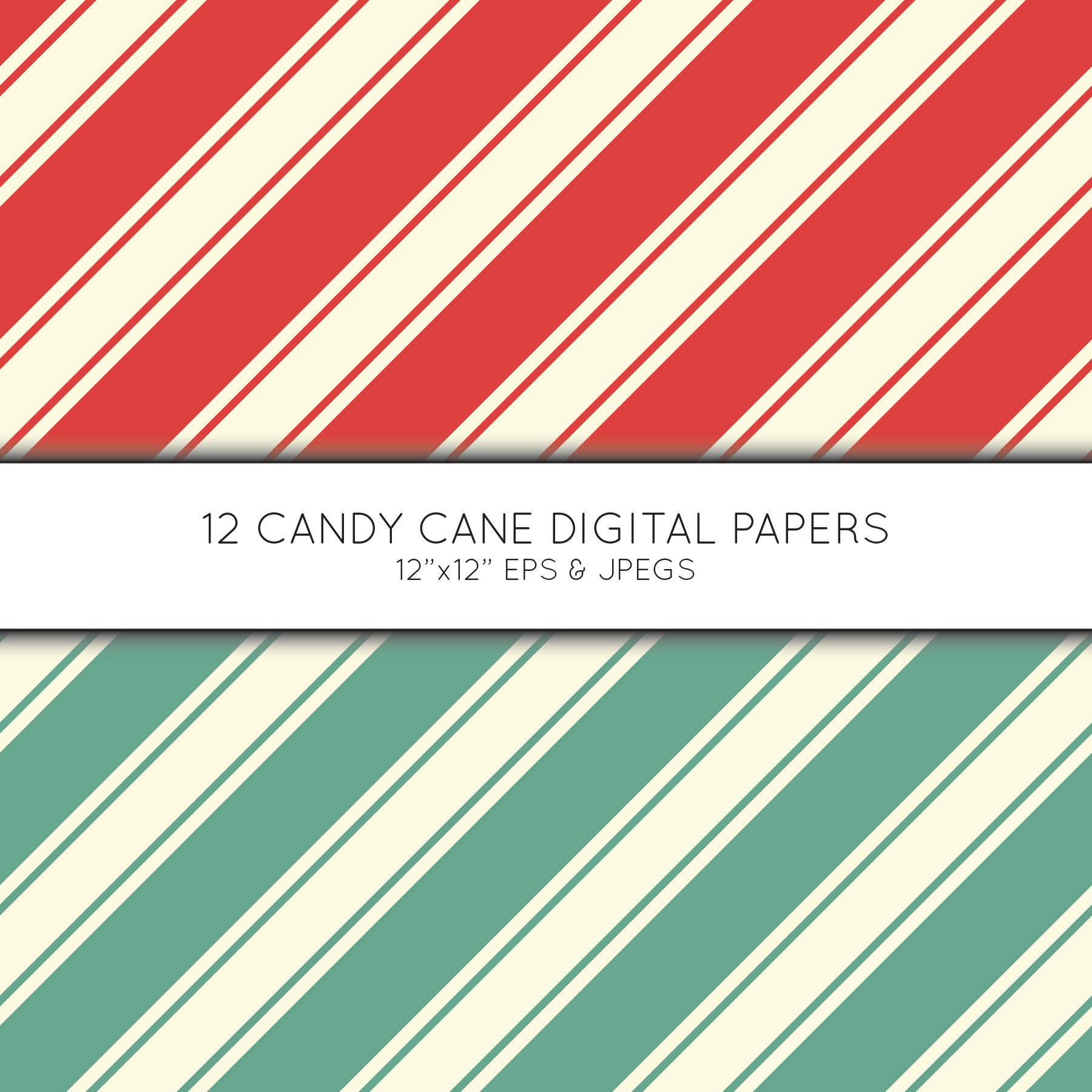 Christmas Digital Paper Holiday Striped Scrapbook Paper - Etsy