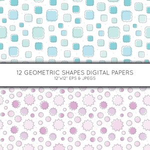 Geometric Digital Paper, Geometric Scrapbook Paper, Digital Paper Pack ...