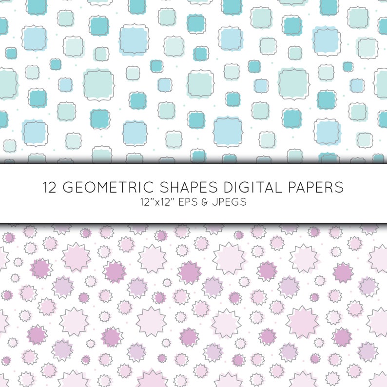Geometric Digital Paper, Geometric Scrapbook Paper, Digital Paper Pack ...