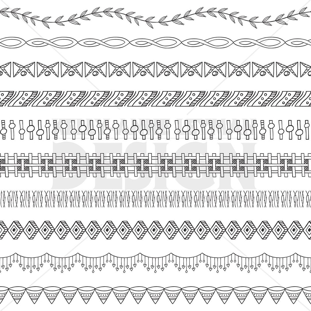 Doodle Digital Border Clipart, Digital Frame Clip Art, Seamless Clip ...