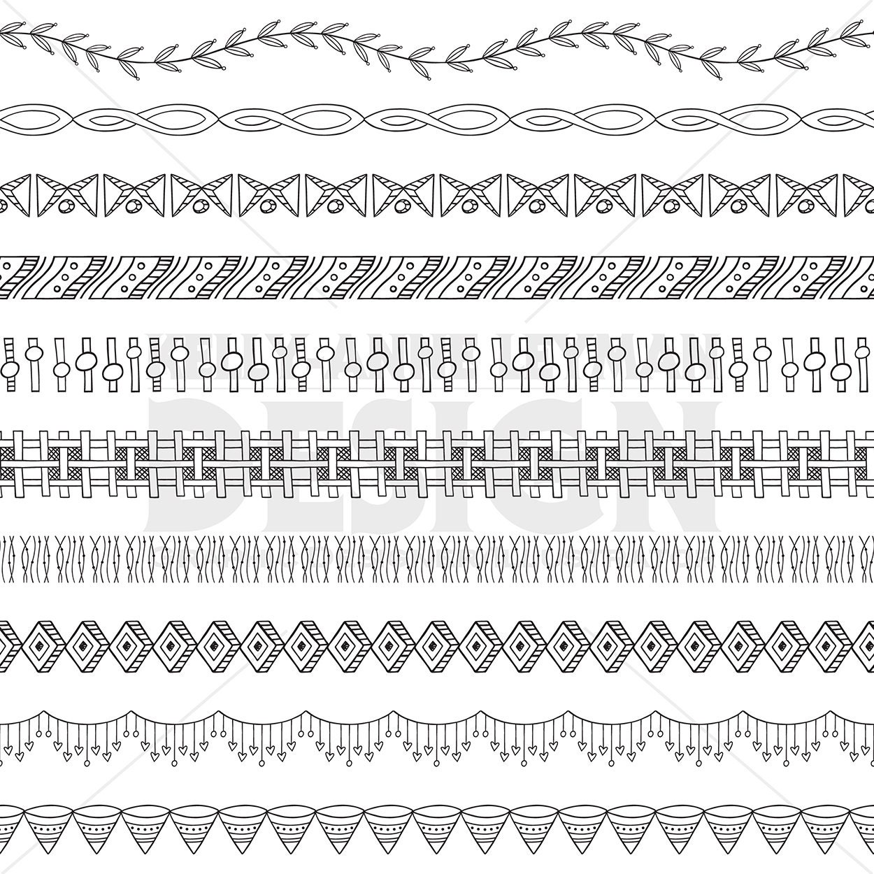 Doodle Digital Border Clipart, Digital Frame Clip Art, Seamless Clip ...