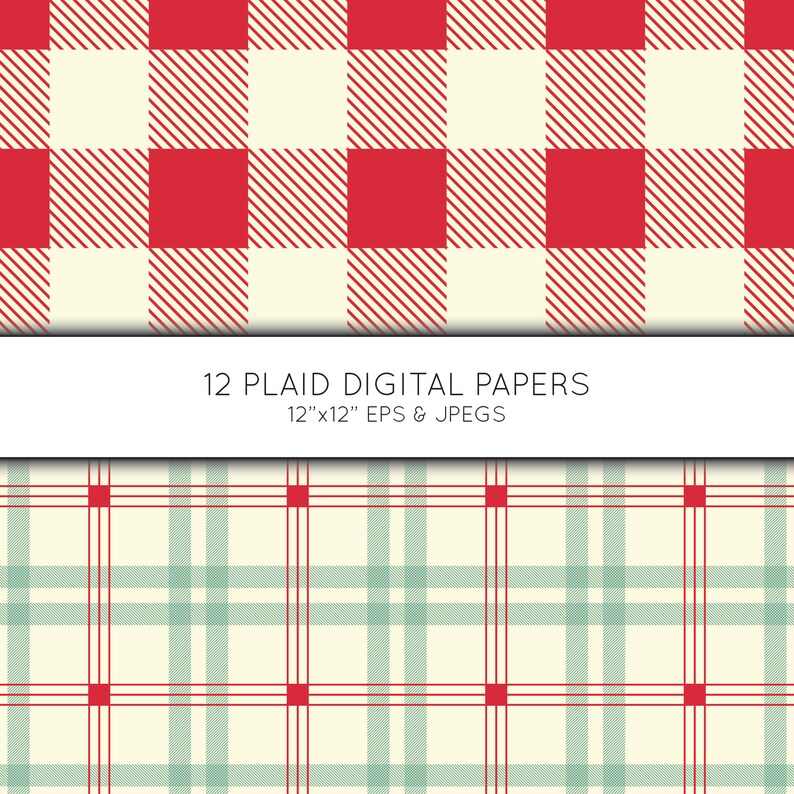Plaid Digital Paper Buffalo Plaid Scrapbook paper check | Etsy