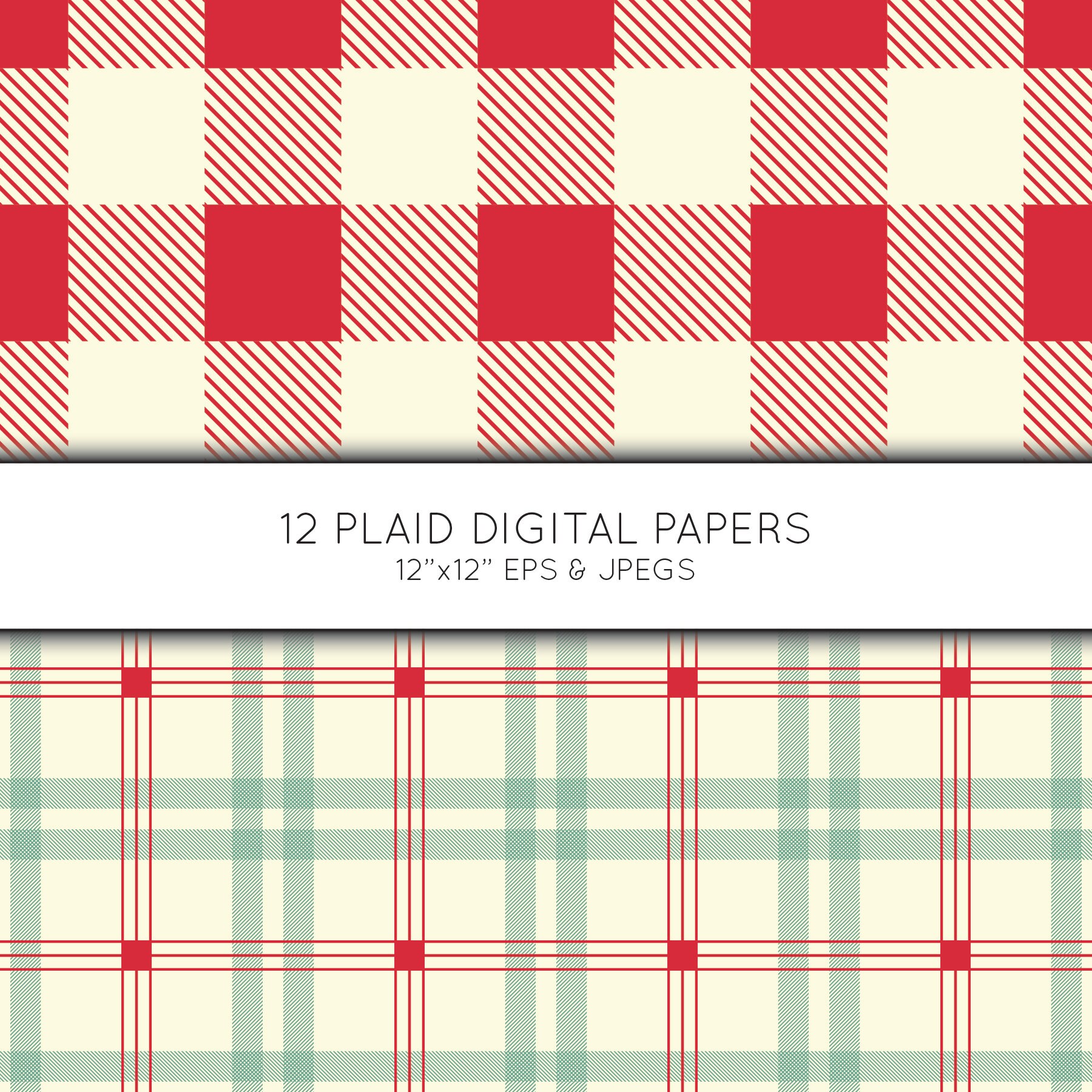 Plaid Digital Paper Buffalo Plaid Scrapbook paper check | Etsy