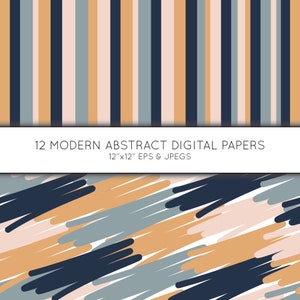 Abstract Digital Paper, Modern Scrapbook Paper, Boho Digital Paper Pack ...