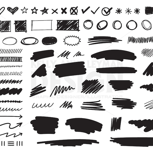 Scribble Black Png - Etsy