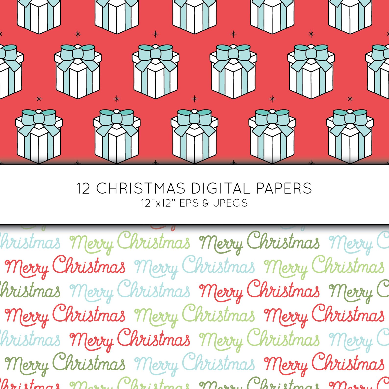 Christmas Digital Paper, Holiday Scrapbook Paper, Digital Paper Pack ...