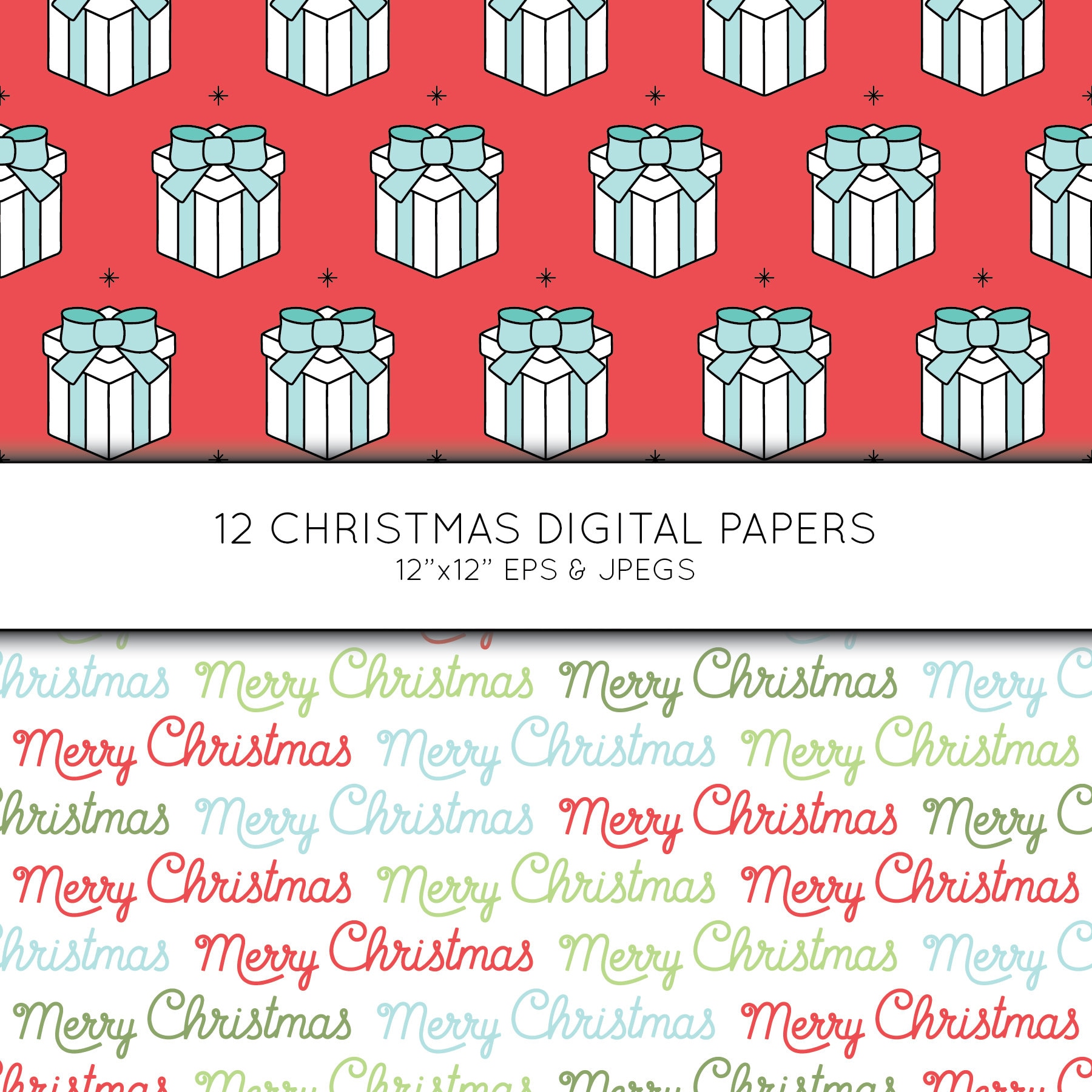 Christmas Digital Paper Holiday Scrapbook Paper Digital | Etsy