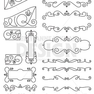 Swirl Digital Frames Clipart, Digital Labels Clip Art Set, Flourish ...