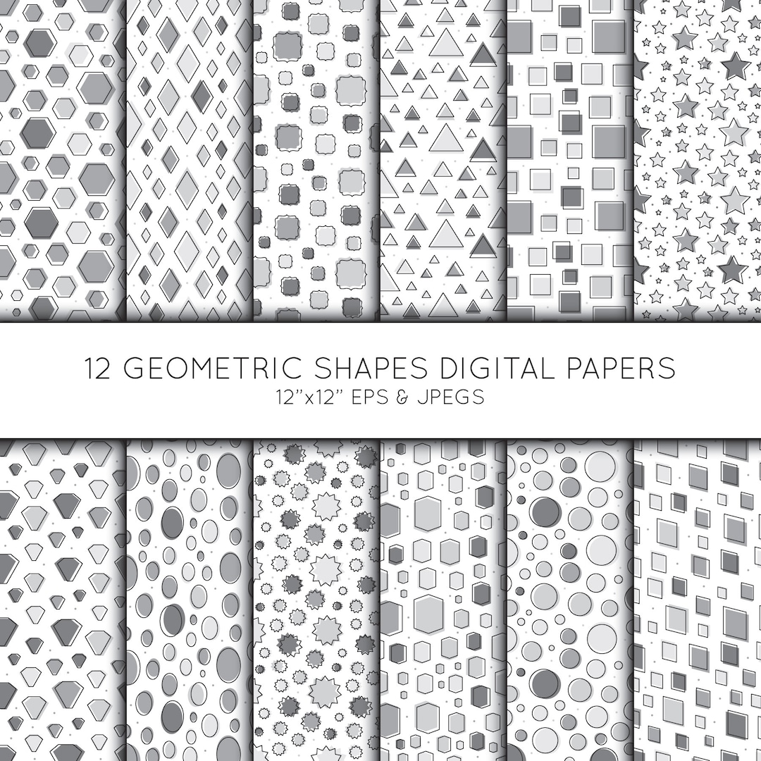 Geometric Digital Paper, Geometric Scrapbook Paper, Digital Paper Pack ...