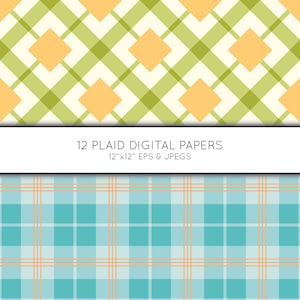 Plaid Digital Paper, Buffalo Plaid Scrapbook Paper, Check Digital Paper ...