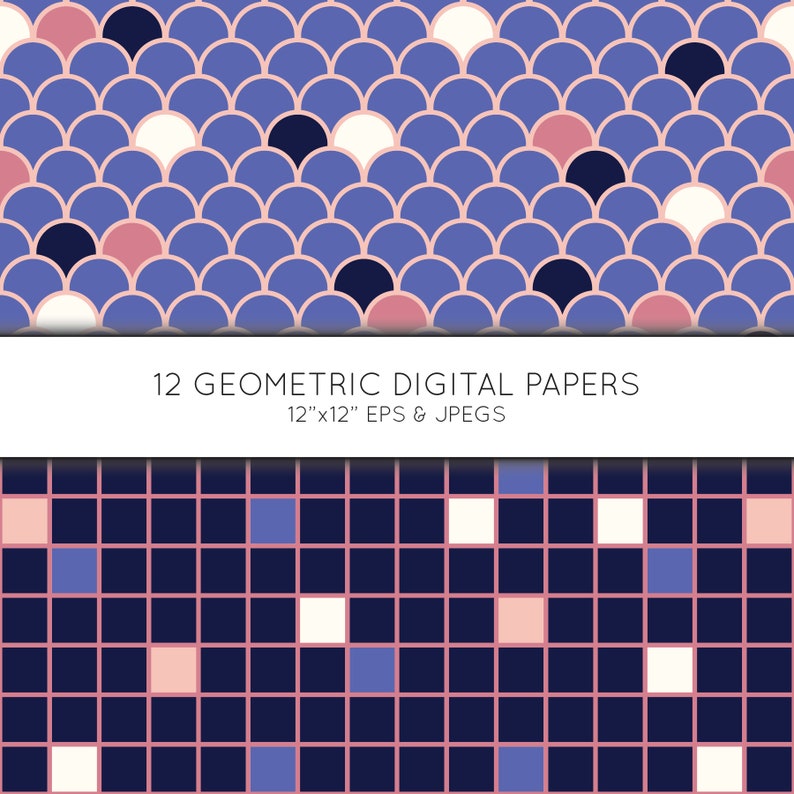 Geometric Digital Paper, Geometric Scrapbook Paper, Digital Paper Pack ...