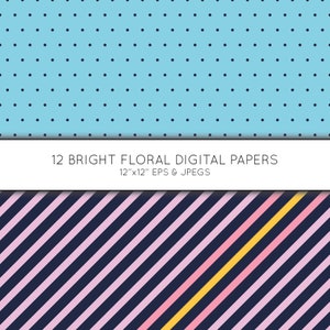 Floral Digital Paper, Geometric Scrapbook Paper, Digital Paper Pack ...