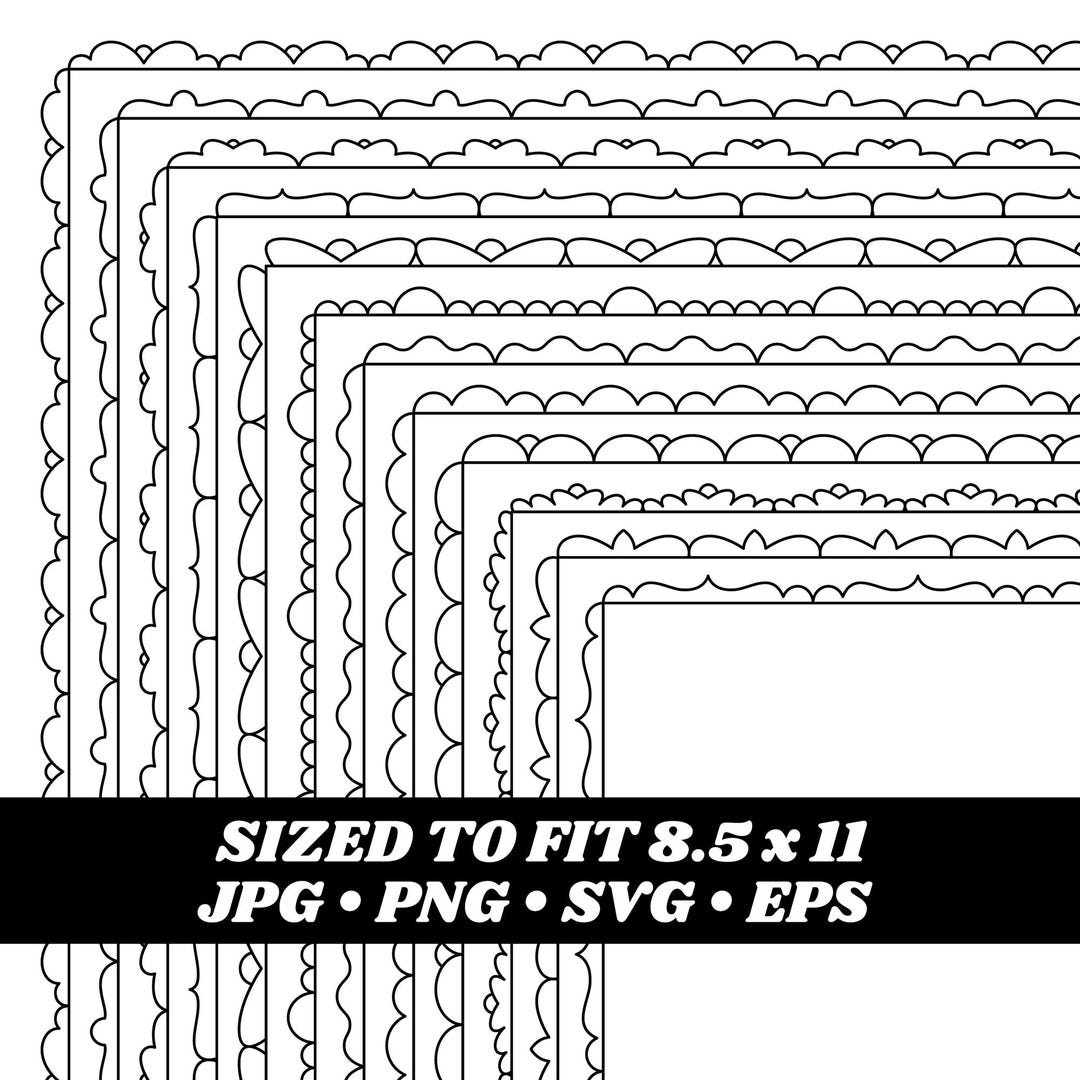 Digital Frames Clipart, Digital Borders, 8.5 X 11 Frames, Border Clip ...