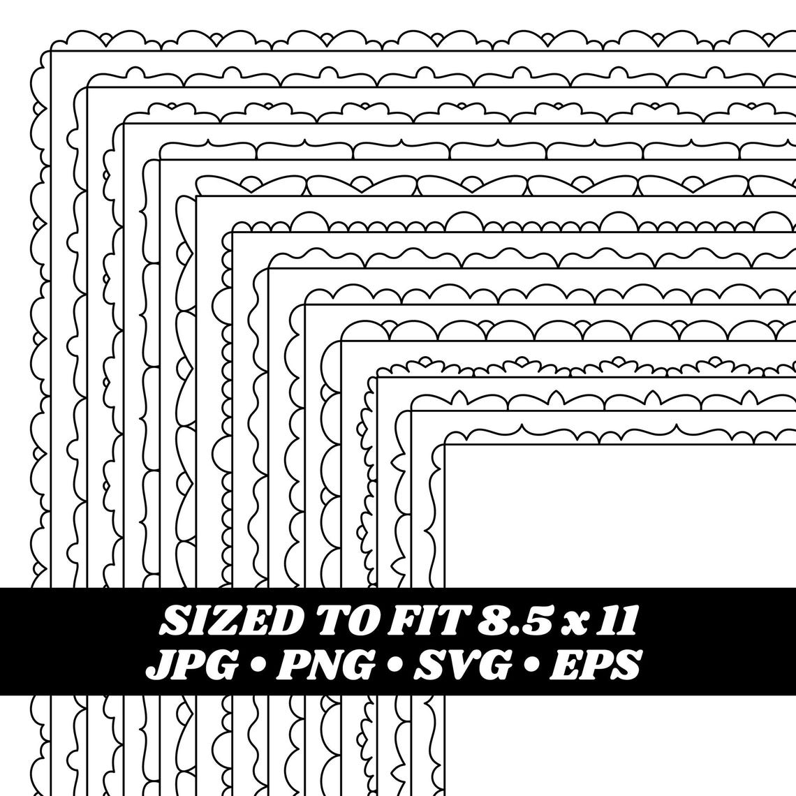 Digital Frames Clipart, Digital Borders, 8.5 X 11 Frames, Border Clip ...