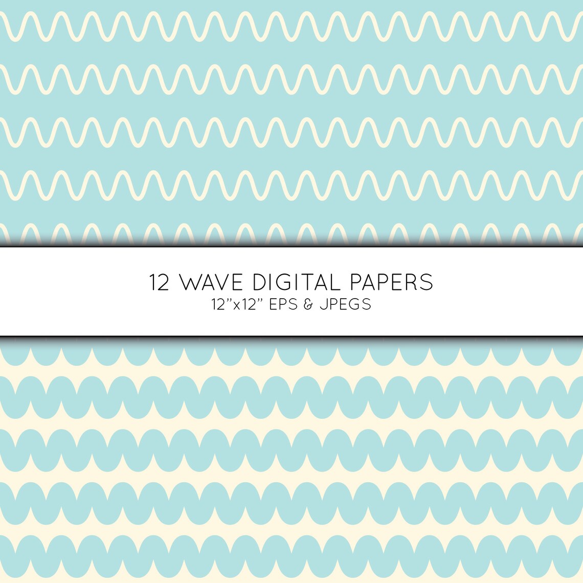 Geometric Wave Digital Paper Scalloped digital paper Stripe | Etsy