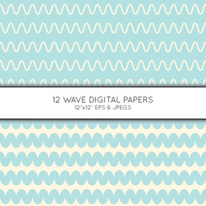 Geometric Wave Digital Paper, Scalloped Digital Paper, Stripe Scrapbook ...