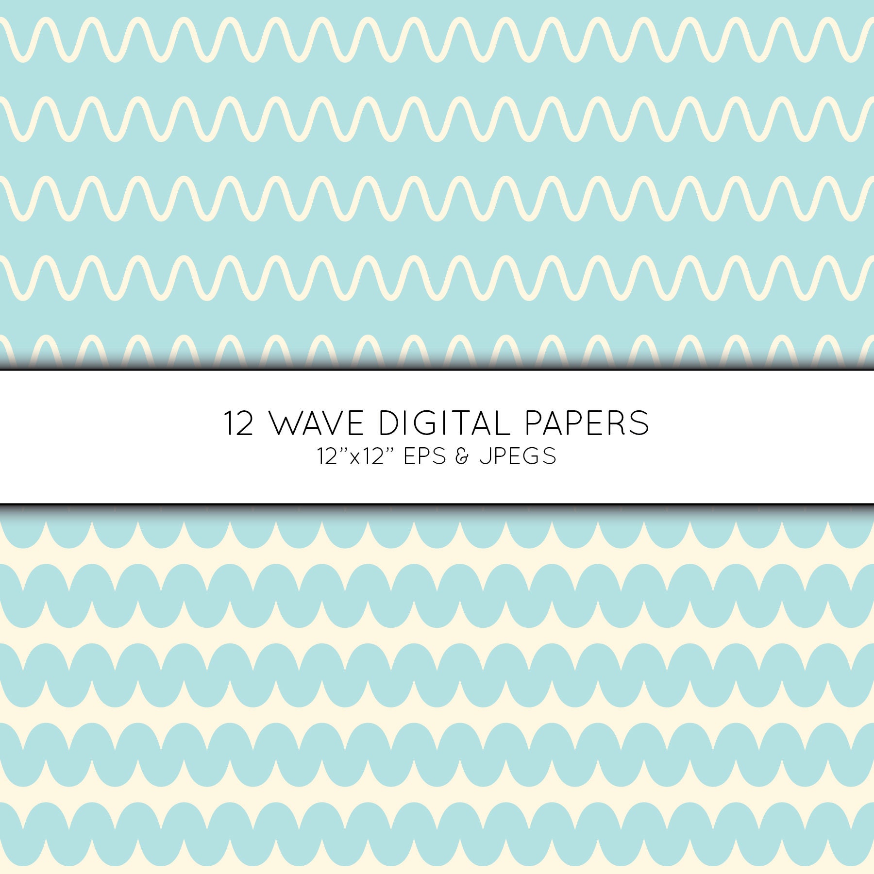 Geometric Wave Digital Paper, Scalloped Digital Paper, Stripe Scrapbook ...