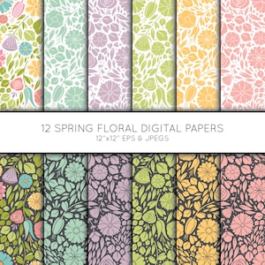 Floral Digital Paper, Flower Scrapbook Paper, Digital Paper Pack ...