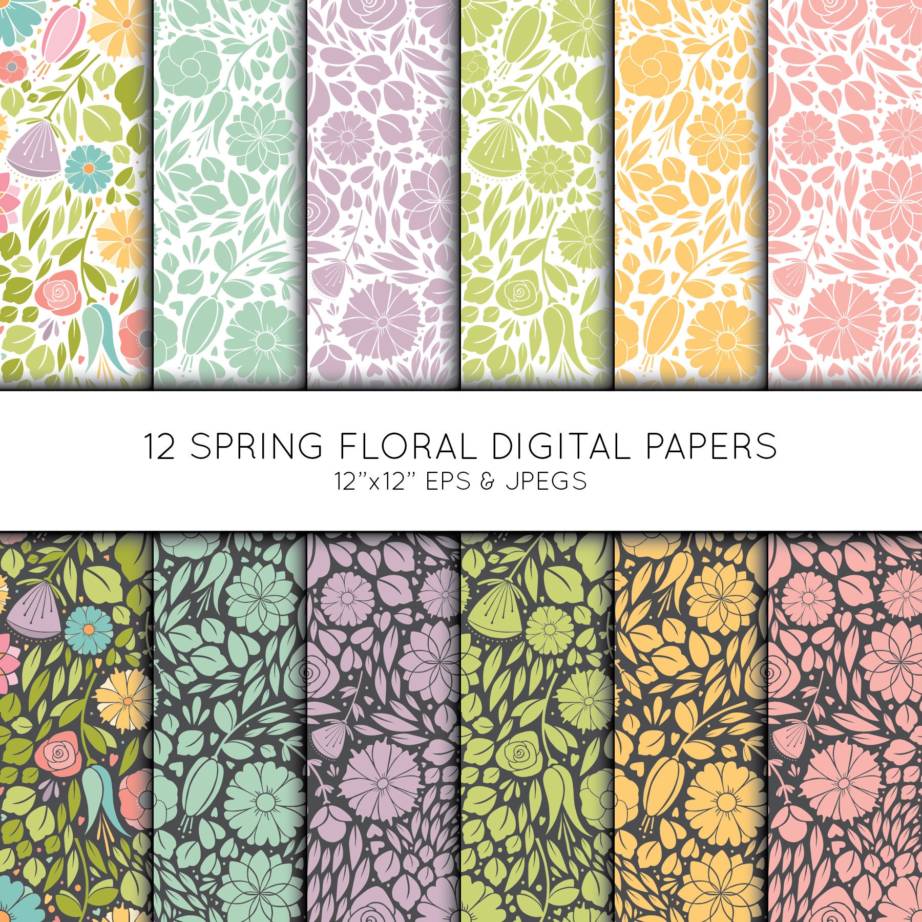 Floral Digital Paper Flower Scrapbook Paper Digital Paper - Etsy