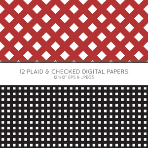Plaid Digital Paper, Buffalo Plaid Scrapbook Paper, Check Digital Paper ...