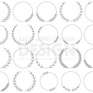 Digital Wreath Clipart, Laurel Wedding Clip Art, Floral Wreath, Digital ...
